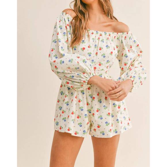 Mable | Pants & Jumpsuits | New Mable Floral Off Shoulder Romper In Off ...